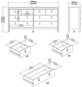 Bílá nízká komoda 159x80 cm Madrid – Tvilum