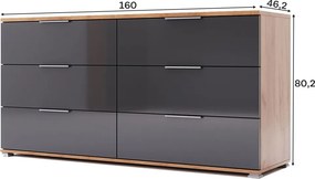 Komoda 6 šu Lava / dub kraft Luna