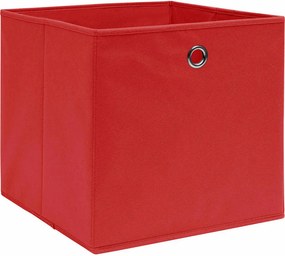 Úložné boxy 4 ks netkaná textilie 28 x 28 x 28 cm červené 325219
