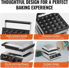 25PCS 43 mm Mini holandský palačinkář komerční Dorayaki Baker 1700 W
