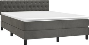 Box spring postel s matrací tmavě šedá 140x200 cm samet 3141486