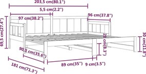 vidaXL Výsuvná postel masivní borovice 2x (90 x 200) cm [820283] Barva: Černá