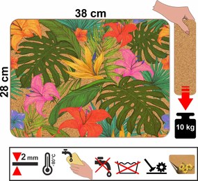 PokojovaDekorace.cz, Korkové prostírání s potiskem - 546, kytky, 28x38, 1 ks