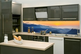 DIMEX | Fototapeta do kuchyně Východ slunce v Himálajích KI-260-202 | 260 x 60 cm | modrá, černá, žlutá