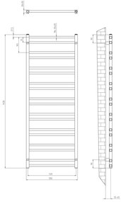 Sapho, MAKRO DOS topné těleso 550x1430mm, 800W, chrom