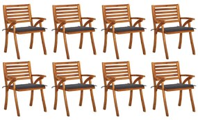 Zahradní židle s poduškami 8 ks masivní akáciové dřevo,  3075201