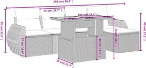 6dílná zahradní sedací souprava s poduškami šedá polyratan 3275811
