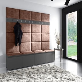 Eka Předsíňová stěna s čalouněnými panely Trinity 4 - Grafit / Hnědá 2307