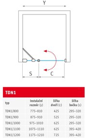 Roth Tower Line sprchové dveře jednokřídlé 90 x 201,9 cm 726-9000000-00-02 brillant / transparent