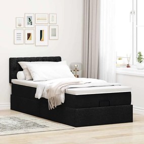 Osmanský postel s matrací černá 90x200 cm textil 3312362