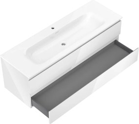 Mexen Orio, koupelnová skříňka 140 cm s umyvadlem Vela, 2 zásuvky, bílá lesklá, 91A10-14047-2-BFF00-W23M00