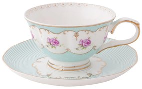 Porcelánový šálek s podšálkem s růžemi Rose - Ø 15*8 cm / 0,2L