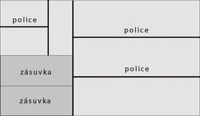 LORIN mo | komoda 7 | 135 cm | s policemi, zásuvkami a dvířky | PUSH OPEN | kašmír/modrá