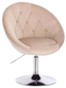 LuxuryForm DESIGN Otočné křeslo VERA VELUR na stříbrném talíři - latte