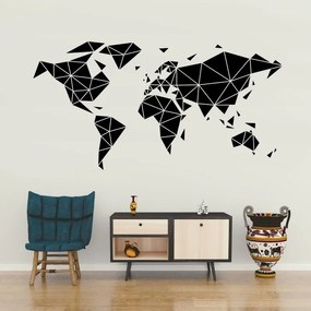 Mapa světa z trojúhelníků - vinylová samolepka na zeď 100x51cm
