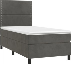 Box spring postel s matrací a LED tmavě šedá 90x190 cm samet 3136036