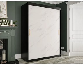 Moderní posuvná skříň Nonnus 150T, Úložný prostor: ne, Barva: bílá matná / černá mramor
