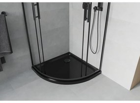 Mexen Rio půlkruhový sprchový kout 90 x 90 cm, Průhledné, Černá + sprchová vanička Flat, Černá - 863-090-090-70-00-4170B