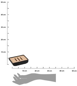 Miska na mýdlo Tempesti, černá/s dřevěnými prvky