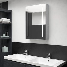 LED koupelnová skřínka se zrcadlem - 50x13x70 cm | betonově šedá