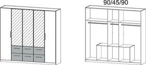 Šatní skříň Siegen, 226 cm, bílý/šedý beton