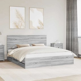 Rám postele s čelo Šedá Sonoma 200 x 200 cm Inženýrské dřevo 3409431
