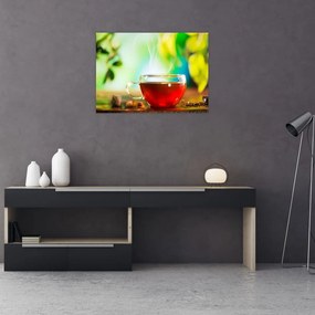 Skleněný obraz - Zátiší s čajem (70x50 cm)
