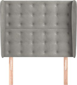 Čelo postele typu ušák světle šedé 93 x 23 x 118/128 cm samet 3118426