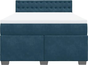 Box spring postel s matrací modrá 140 x 190 cm samet 3288622