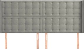 Čelo postele typu ušák světle šedé 203x16x118/128 cm samet 3120080