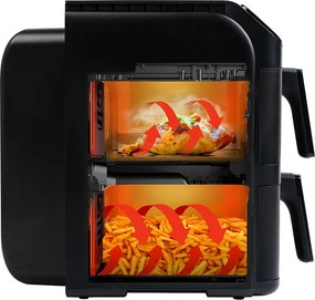 TESLA AirCook DualZone Q670 XXL - multifunkční duální digitální horkovzdušná fritéza