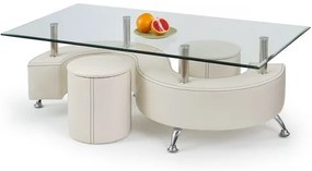 HALMAR Konferenční stolek s podsedáky Nina 3 H 130x70x55cm - bílá
