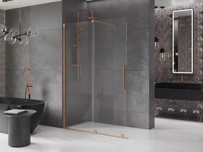 Mexen Velar, posuvné dveře do otvoru typ Walk-In 160 cm, 8mm čiré sklo, měděná matná, 871-160-000-03-65
