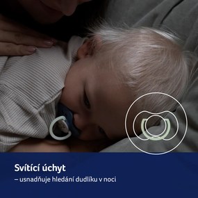 LOVI Dudlík svítící silikonový dynamický NIGHT&DAY 0-6m 2ks kluk