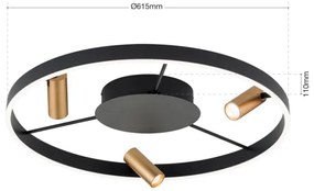 Orion DL 7-686/3-LED Stmívatelné strop. svítidlo BERLIN LED/50W/230V černá/zlatá