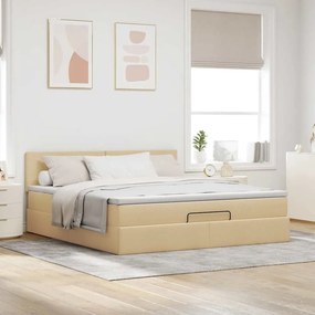 Osmanský rám postele s matrací krémová 180x200cm textil 3311399