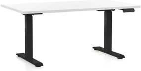 Výškově nastavitelný stůl OfficeTech D, 120 x 80 cm, černá podnož, bílá