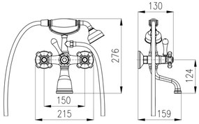 RAV Slezák MK159.5/2SM - Vanová sada s baterií MORAVA RETRO stará mosaz
