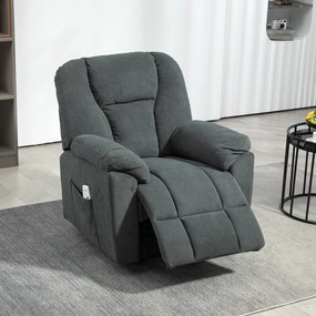 HOMCOM Elektrické relaxační křeslo s masážní a vyhřívací funkcí, čalouněné křeslo s USB připojením, boční kapsy, šedé