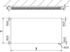 Mexen, Mexen Flat CVF11 panelový radiátor 600 x 1400 mm, spodní připojení, 1097 W, bílý - W611F-060-140-00