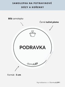 PODRAVKA – bílá samolepka na dózu, tučné písmo, 5 cm | DomaLEP