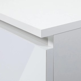 Rohový psací stůl B20 bílý lesk pravý