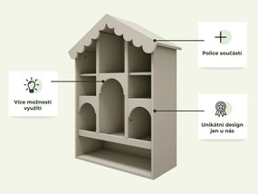 Dřevěná knihovna BABUSHKA do dětského pokoje ve tvaru domku olivová