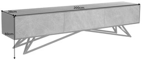 Designový TV stolek Quillon 200 cm přírodní kámen