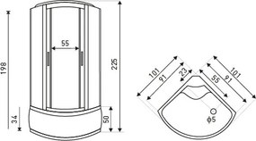Aplomo Silver 100x100x225 masážní sprchový box