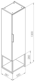 A-Interiéry Doplňková koupelnová skříňka vysoká Kubik W V 130 P/L - KUBIK-W-V-130-PL