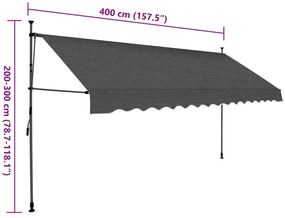 vidaXL Marketos Ručně zatahovací markýza s LED světlem 400 cm antracitová