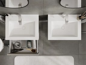 Mexen Rivel, koupelnová skříňka 60 cm s umyvadlem Otis, 1 zásuvka, drážkovaná, šedá matná/bílá, 91A20-06023-1-BF62-W18M01