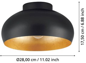 EGLO Mogano 2 stropní světlo, Ø28cm, černá/zlatá