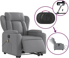 Elektrické zvedací masážní polohovací křeslo světle šedé textil 3204518